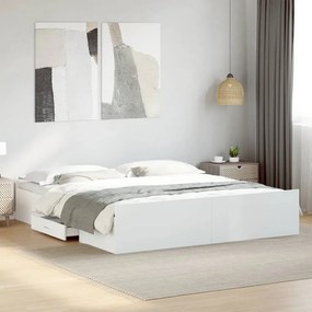 Rám postele se zásuvkami bílý 200 x 200 cm kompozitní dřevo 3280265