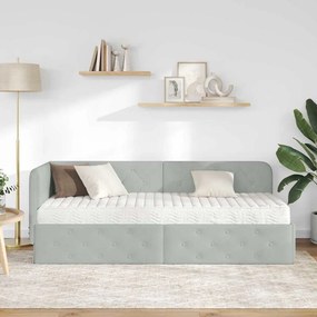 Rohový rám postele Světle šedá 80 x 200 cm samet 3394062