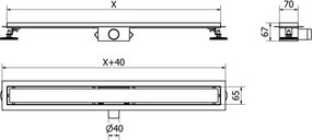 Mexen Flat korpus pro lineární odtok 70 cm, zlatý - 1515070