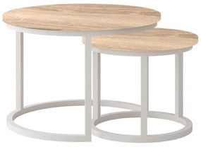 TRENTO konferenční stolek 2 kusy, dub sonoma/bílý kov