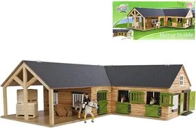 KIDS GLOBE Dřevěná stavebnice Stáj pro koně / 1:24 / 3 boxy / od 4 let