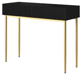Moderní Konzolový/Toaletní stolek Nicole - Černý mat / zlaté nožky
