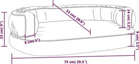 Ergonomický molitanový pelíšek pro psy modrý 75x53cm umělá kůže 171314