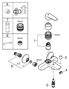 GROHE 23605001 - Vanová baterie BAUEDGE 150±15 mm lesklý chrom