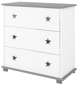 BabyBeds Dětská komoda - hvězdičky Barevné provedení: Bílá  nábytkářské lamino 80 cm x 48 cm x 87 cm