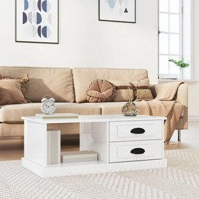 Konferenční Stolek Bílý S Leskem 90X50X35 Cm Kompozitní Dřevo - Černá