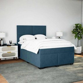 Box spring postel s matrací modrá 140 x 190 cm samet 3290904