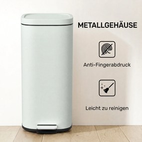 HOMCOM 30 l pedálový odpadkový koš s měkkým dovíráním, odnímatelným vnitřním kbelíkem a povrchem odolným proti otiskům — zelený