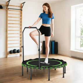 SPORTNOW Fitness trampolína s nastavitelnou rukojetí, sportovní trampolína do interiéru i exteriéru, ocel, plast, zelená A71-059V02GN