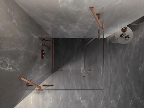 Mexen Lunar Duo, výklopný sprchový kout 100 x 100 cm, 8mm čiré sklo, profil měděná matná, 834-100L-100P-65-00