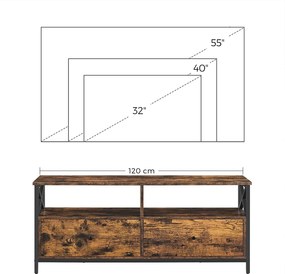 TV skříň se 2 zásuvkami 120 x 50 x 40 cm rustikální hnědá