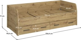 Postel 2S AIRON 90x200, dub artisan Kondela 0000374712
