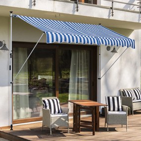 Clamové markýzy Outsunny s ručním křivkou, výškově nastavitelné kloubové rameno, odolné proti špíně, weather-resistant balkonové markýzy, 150 cm širo…