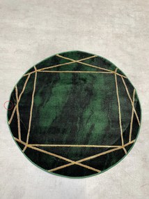 Dywany Łuszczów, POŠKOZENÝ Kusový koberec Emerald 1022 green and gold kruh, 120x120 (průměr) kruh, zelená, ložnice
