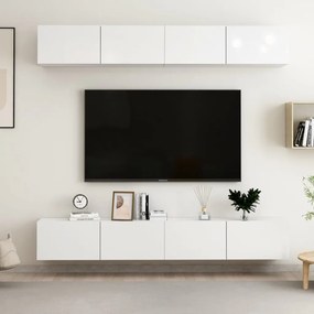 vidaXL TV skříňky 4 ks bílé vysoký lesk 100x30x30 cm kompozitní dřevo