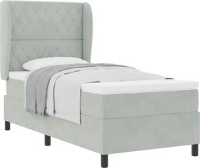 Postel s boxspringem s matrací Světle šedá 200 x 90 cm samet 3340856