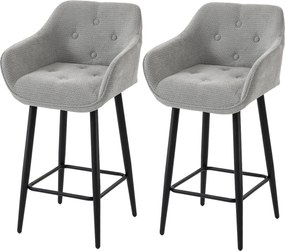 Sada HOMCOM – 2 barové stoličky, čalouněné chenille barové židle, výška sedadla 67 cm, opěrka a podnožky, šedé