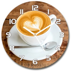 Wallmuralia Skleněné hodiny kulaté Káva v šálku fi 30 cm