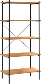 Policový regál s 5 policemi černý a dub 80 x 40 x 163 cm 336348