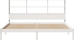 Postel s knihovnou bez matrace bílá 180x200 cm masivní borovice 3321594