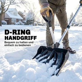 Outsunny Sněhový pluh 45 cm široký, plastová lopata na sníh s ergonomickou přídavnou rukojetí, odháněč sněhu s hliníkovou násadou a kovovým okrajem