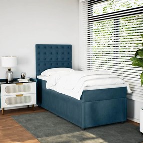 Box spring postel s matrací modrá 80 x 200 cm samet 3294506