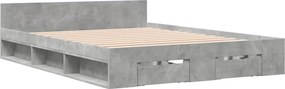 Rám postele se zásuvkami betonově šedý 140 x 200 cm kompozit 3280751