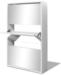 Botník třípatrový, zrcadlový, bílý 63x17x102,5 cm - Default Title