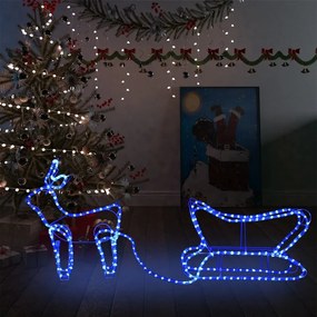 vidaXL Vánoční dekorace sobi a sáně venkovní 252 LED diod [329810] Barva: Modrá