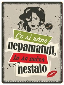 Retro plechové cedule Plechová cedule Oops! Co si ráno nepamatuji, to se večer nestalo. BU30054