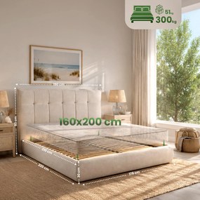 Postel Mirka 160x200 cm látka – krémová