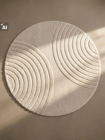 Sinsay - Kulatý koberec s geometrickým vzorem - krémová