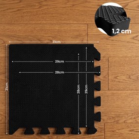 V2 Sada 18 ochranných podložek na podlahu 31x31cm – černá