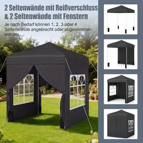 Costway Pop Up Pavilion Skládací zahradní altánek s odnímatelnými – černý