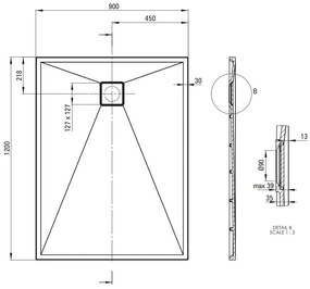 Deante Correo, obdélníková granitová sprchová vanička 120x90x3, 5 cm, bílá matná, DEA-KQR_A43B