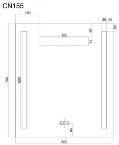 Mereo zrcadlo 60 x 70 cm s LED osvětlením CN155