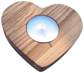 Svícen na 1 čajovou svíčku Dřevo: Jasan, Tvar: Srdce