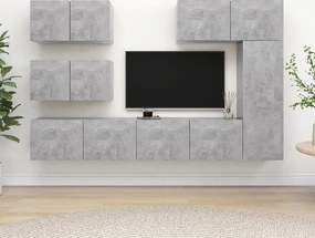 vidaXL 6dílný set TV skříněk dřevotříska [3079555] Barva: Betonová šedá