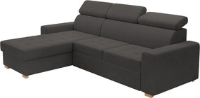 Rohová rozkládací sedací souprava do L MONSUM, 245 cm, s úložným prostorem Roh pohovky: Levý roh, Barva látky: Černá (Kronos 07)