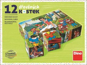 Dino obrázkové kostky sněhurka, 12 kostek