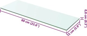 Policové desky 2 ks sklo čiré 60 x 15 cm 3051563