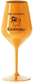 JSEM KOČKONALÁ. KOČKOROŽEC - oranžová nerozbitná sklenice na víno 470 ml