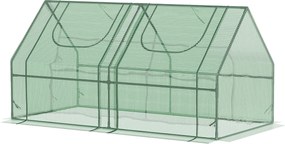 Outsunny Malý Skleník pro Exteriér se Dvouvrstvými Okny a Ocelovou Konstrukcí pro Pěstování Rajčat, Rostlin a Květin 180x90x90 cm Zelený | Aosom