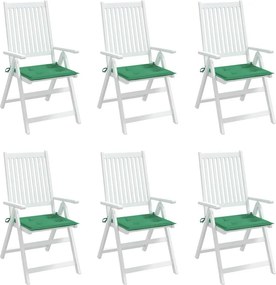 Podušky na zahradní židli 6 ks zelené 50x50x3 cm látka oxford 314049