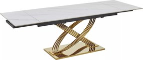 Jídelní rozkládací stůl Hermes 160/240 cm bílý mramor/zlatý