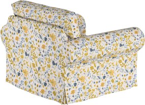 Potah na křeslo IKEA Ektorp barva žlutá látka pletený vzor, vzorované