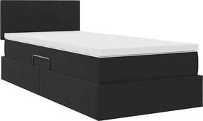 Postel s úložným prostorem s čelo Černá 90 x 200 cm samet 3370673