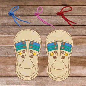 Montessori dětská dřevěná bota - Zavaž mě! 1ks | SENTOP H010