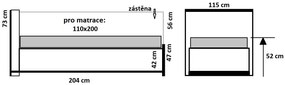 Postel TOBY 110cm vč. roštu a ÚP