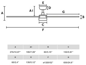 FARO 34355-1TW - LED Stm. str. vent. RUDDER L 20W/230V bílá/béžová pr. 132 cm+DO